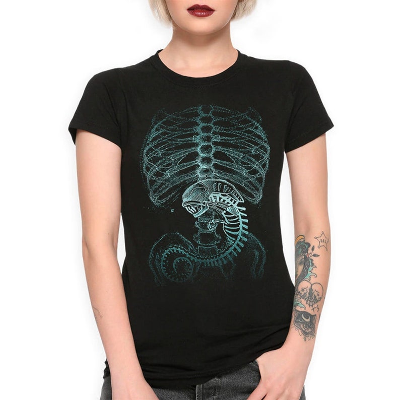 Alien X-ray T-shirt / Xenomorph Anatomy 100% Cotton Tee / Men's Women's ...