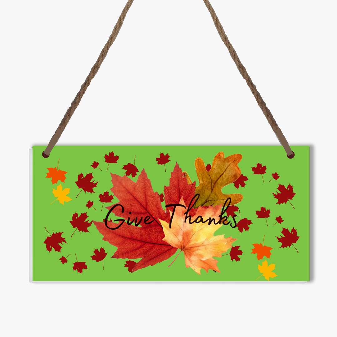 Wood Thanksgiving Sign With Green Background (4X7.9 In.) - Etsy