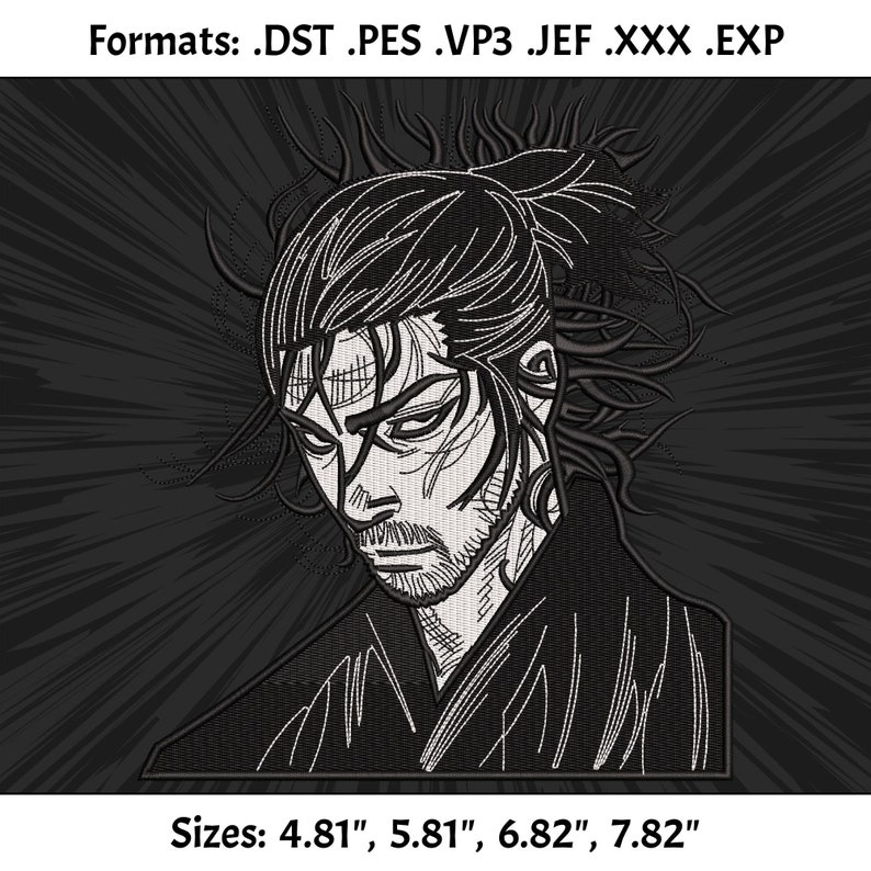 Embroidery Miyamoto Musashi Design 84 Anime Vagabond Manga Inspired ...