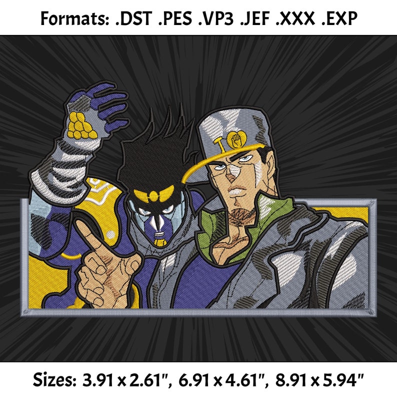Embroidery Jotaro Kujo Design 74 Anime Jojo's Bizarre Inspired, Digital ...