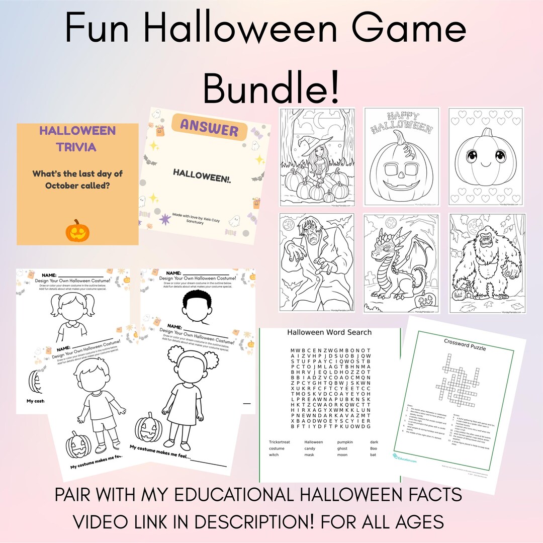 Halloween Activity Bundle for Kids Printable Halloween Games Pack ...