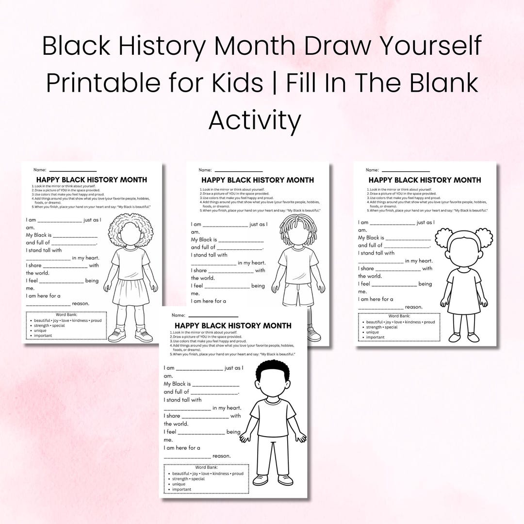 Black History Month Fill-in-the-blank & Self Portrait Printable ...