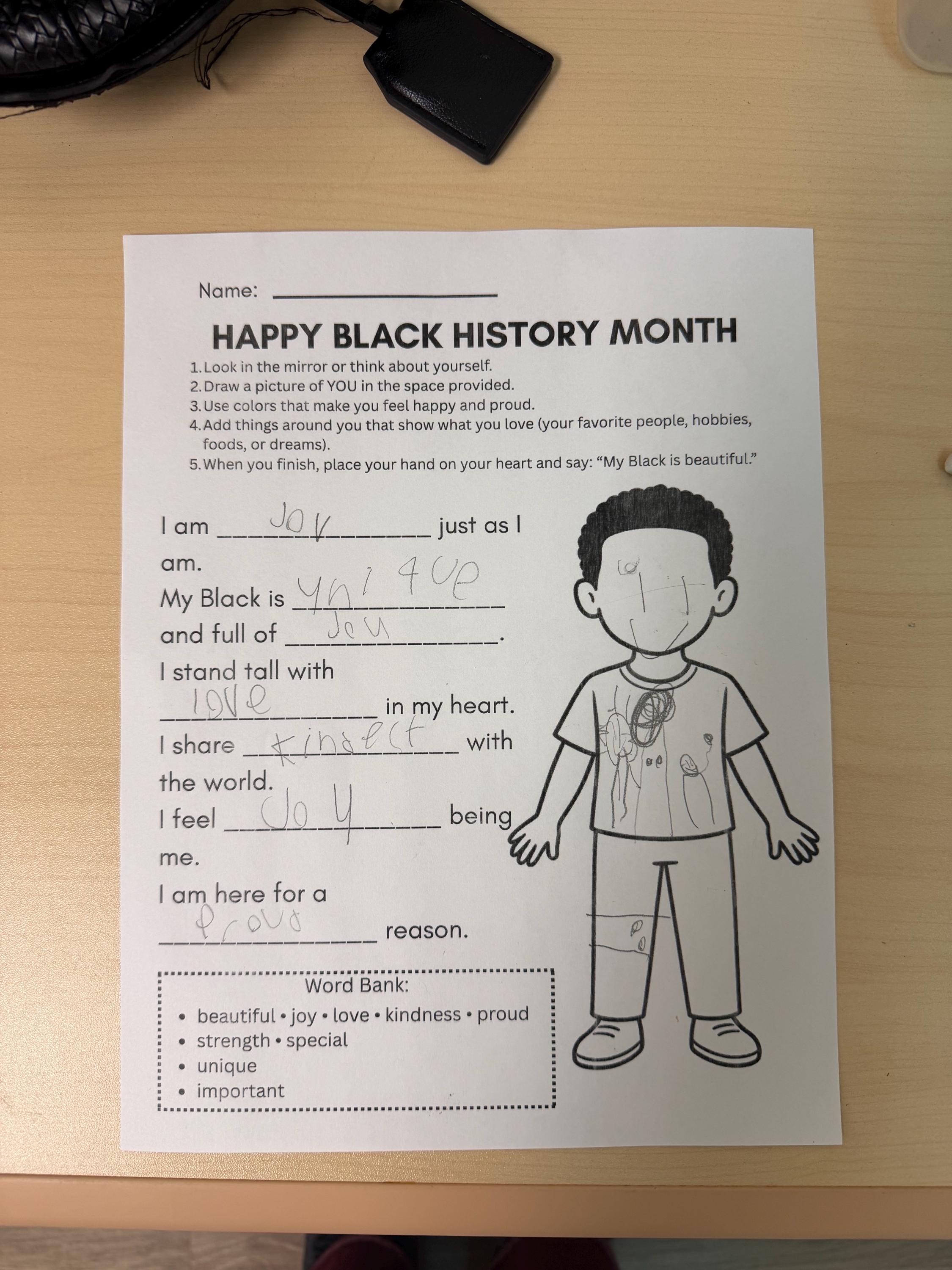 Black History Month Fill-in-the-blank & Self Portrait Printable ...