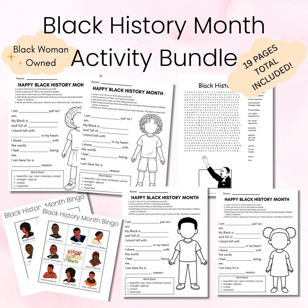 Black History Month Activity Bundle | Bingo, Word Search & Self ...