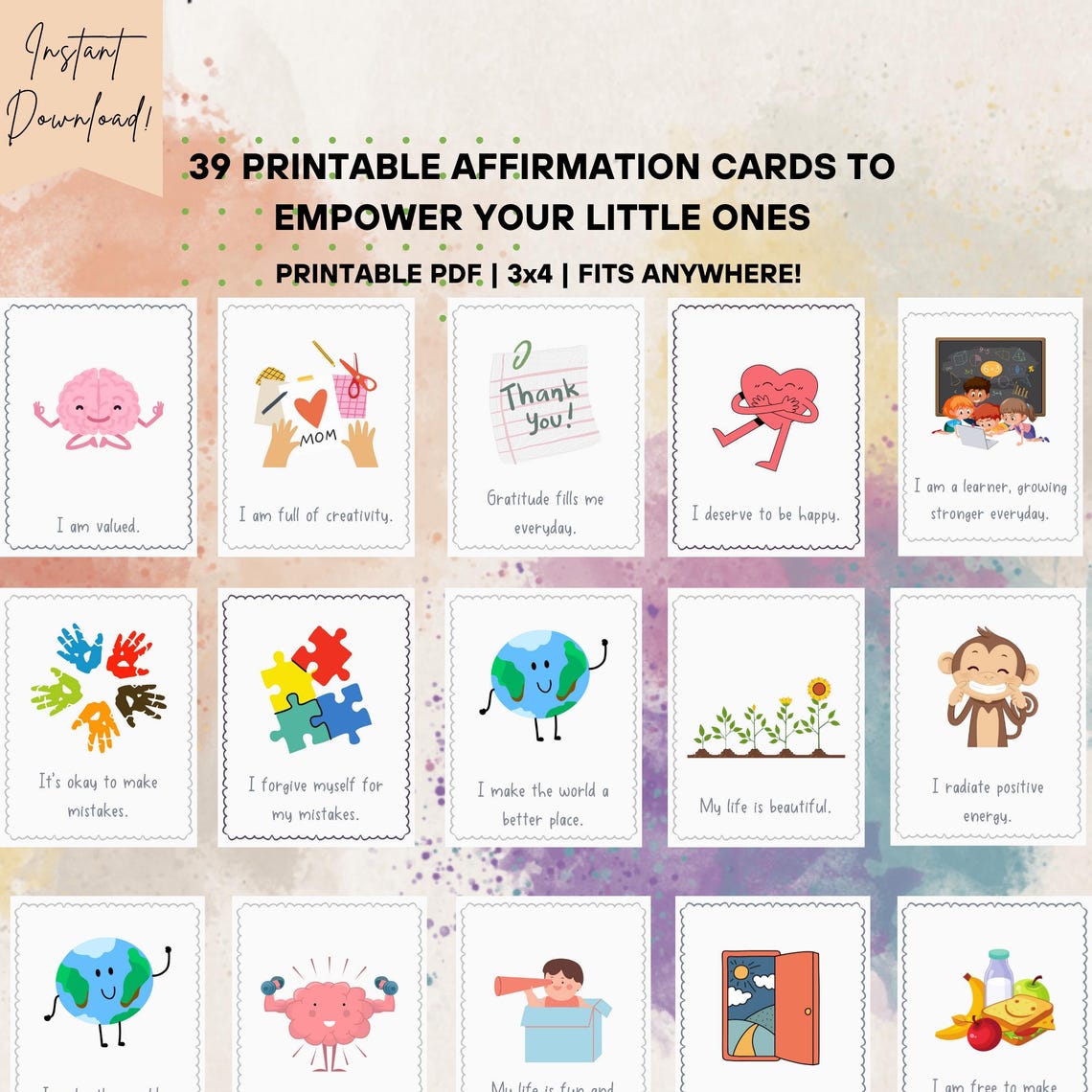 Kids Affirmation Cards, Positive Self Talk (instant Download) - Etsy