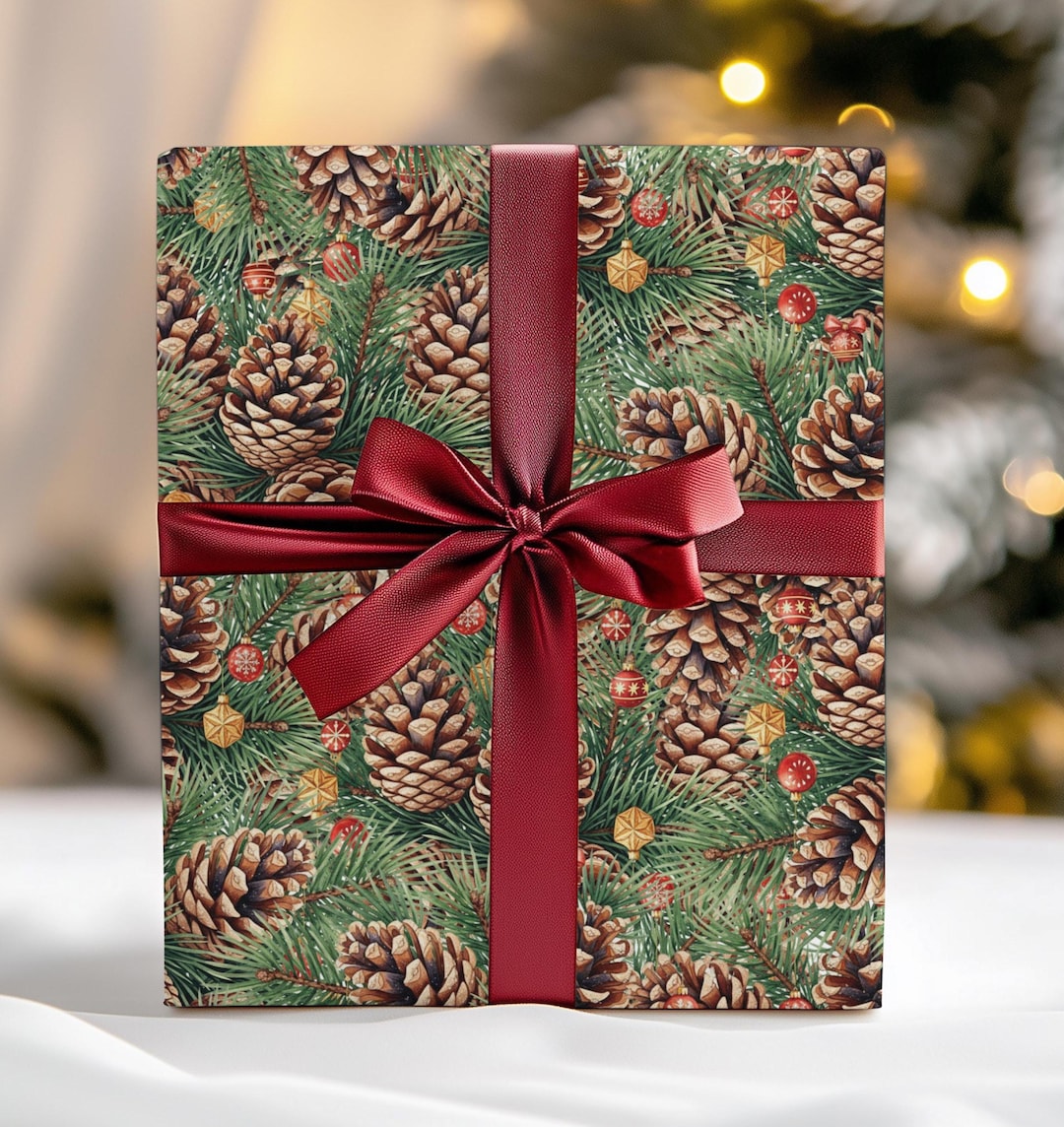 Pine Cone Wrapping , Christmas Wrapping Paper, Nature-inspired Gift ...