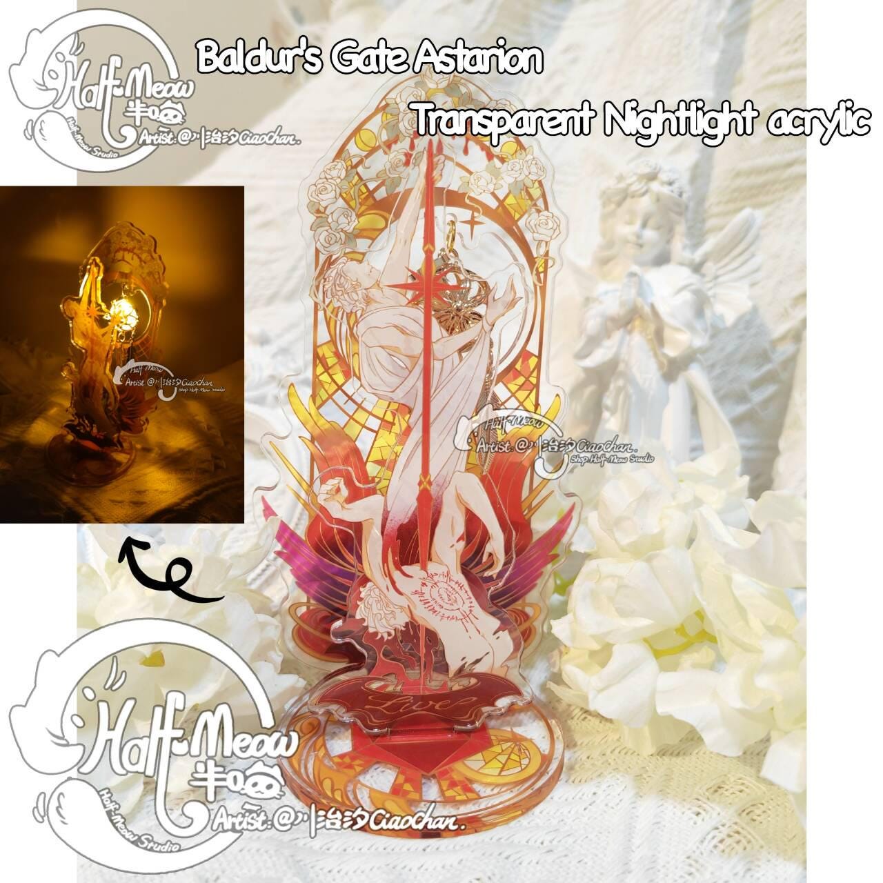 Baldur's Gate 3 Astarion Transparent Night Light Acrylic Stand in Stock ...