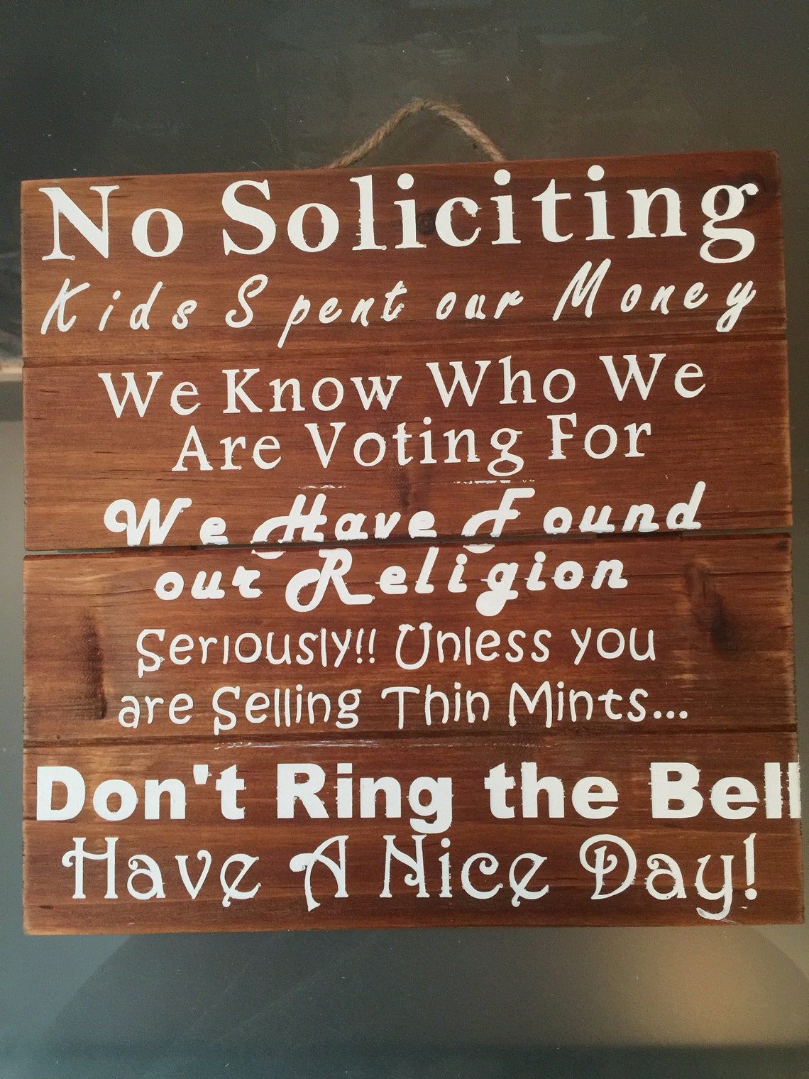 No Soliciting Sign Funny Clever 10 X 10 Wood - Etsy