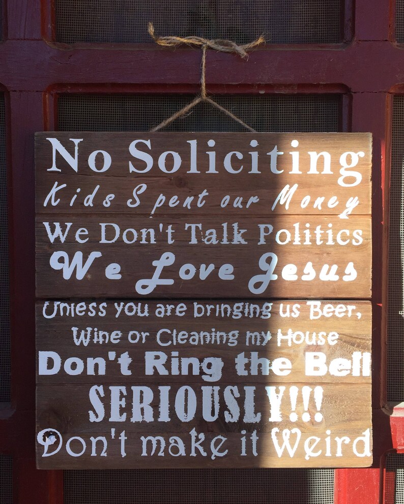 No Soliciting Sign Funny Clever 10 X 10 Wood - Etsy