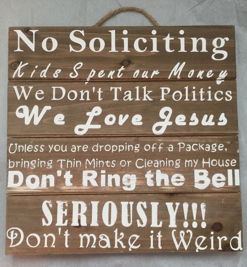 No Soliciting Sign Funny Clever 10 X 10 Wood - Etsy