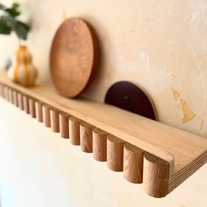 Scalloped Oak Art Deco Floating Shelf | Unique Oak Picture Shelf ...