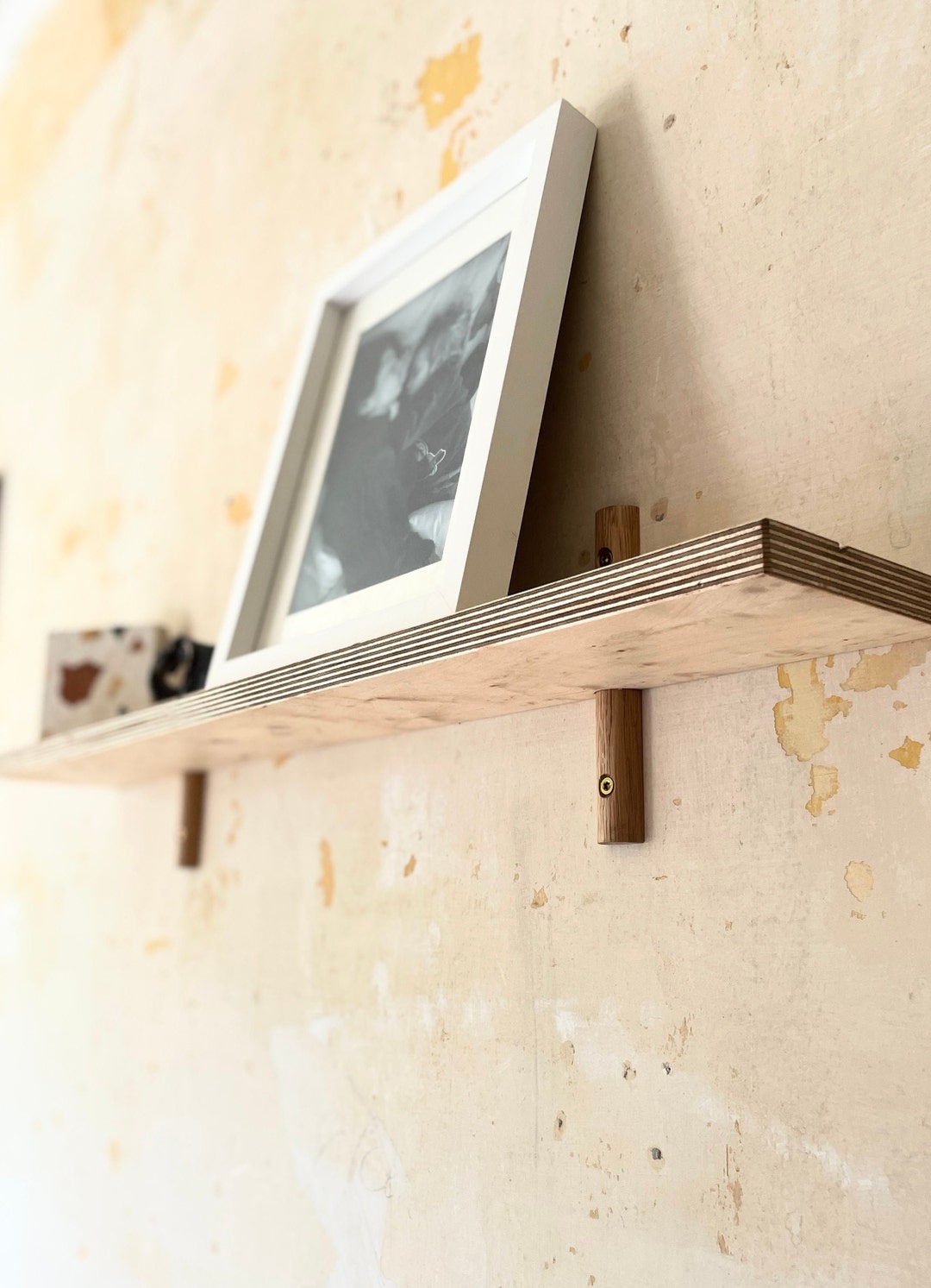 Birch Ply Picture Shelf With Half Moon Solid Oak Brackets - Etsy