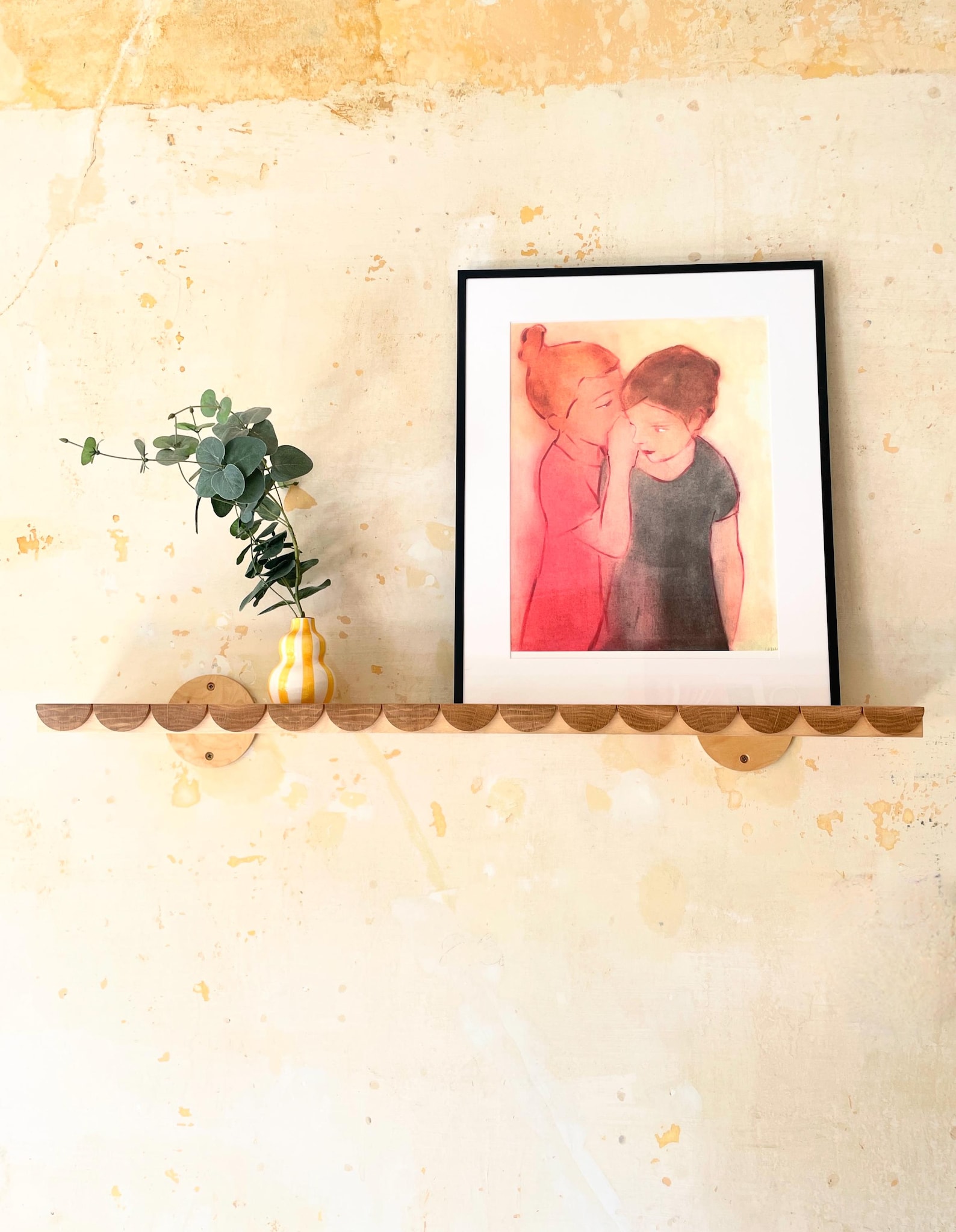 Art Deco Floating Shelf With Scallop Marquetry Frill | English Oak ...