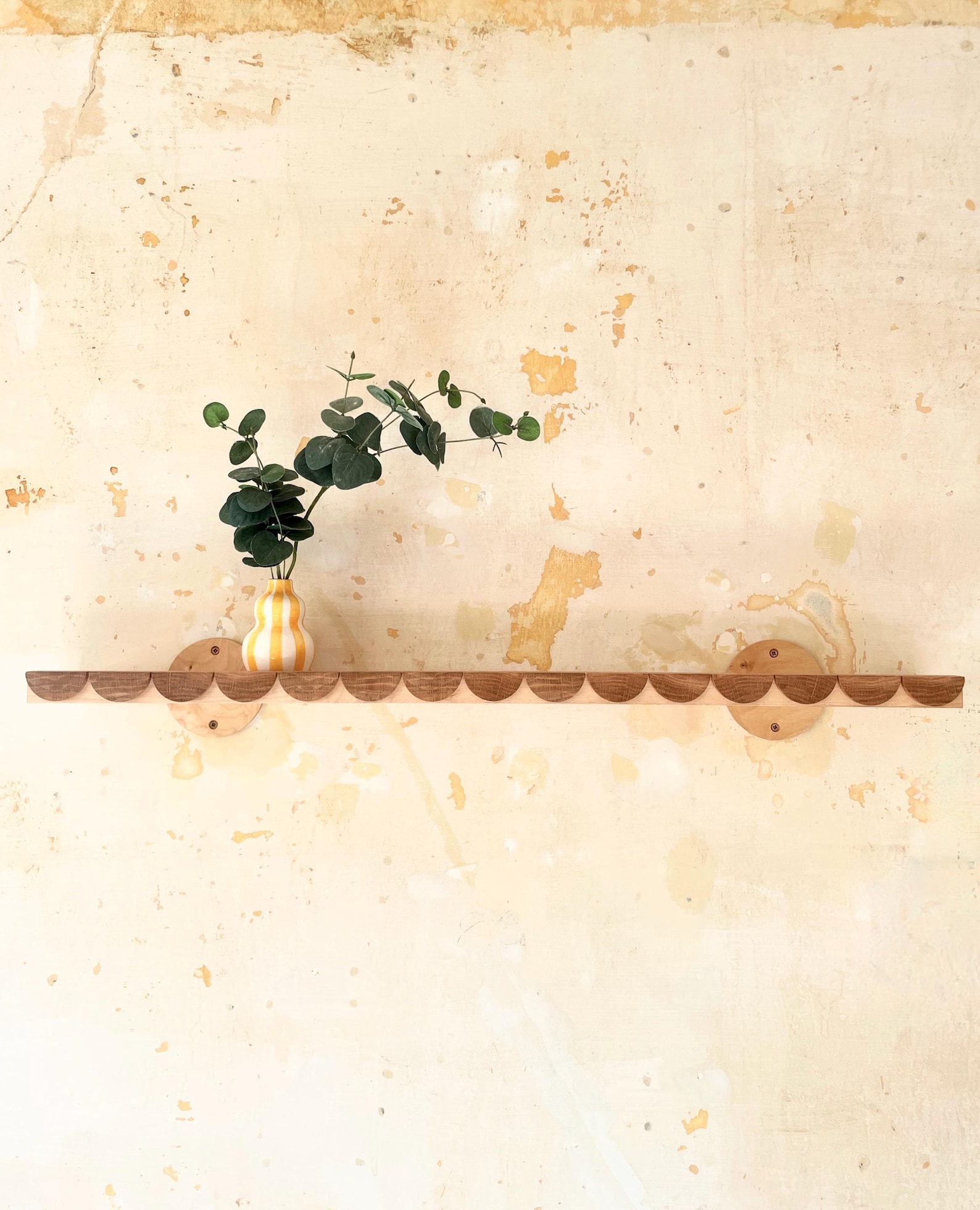 Art Deco Floating Shelf With Scallop Marquetry Frill | English Oak ...