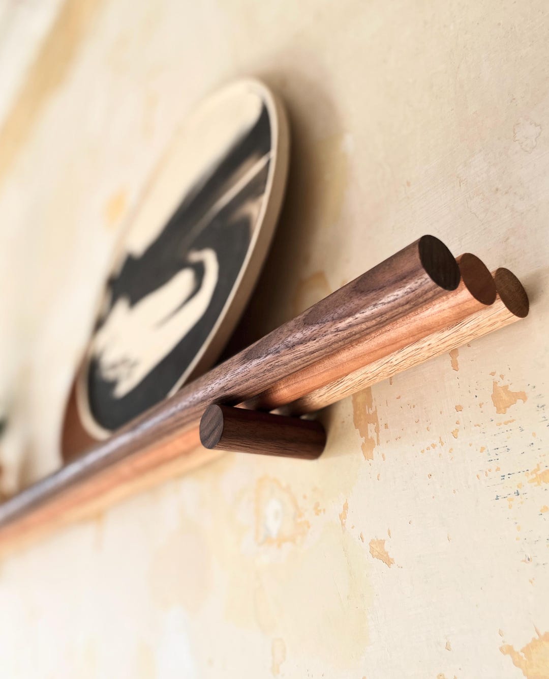 Three Spindle Mixed Hardwood Picture Shelf | Oak,cherry & Walnut ...