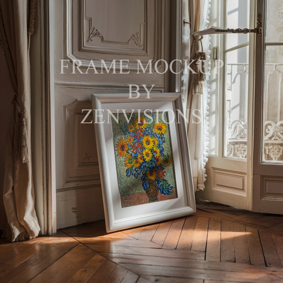 Vertical PSD Standing Frame Mockup With Passe-partout in Parisian Home ...