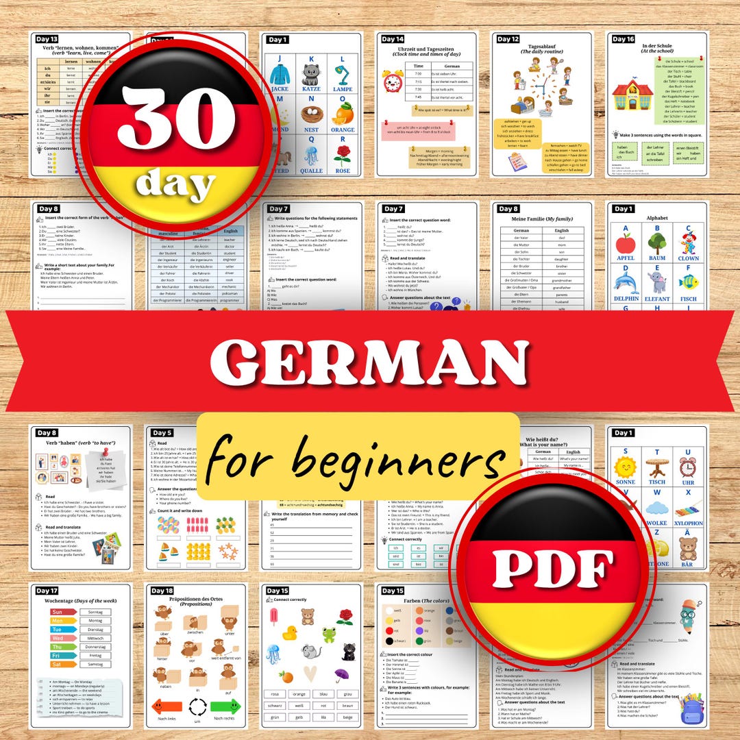 German Learning for Beginners. Study Guide Printable A1 Deutsch ...