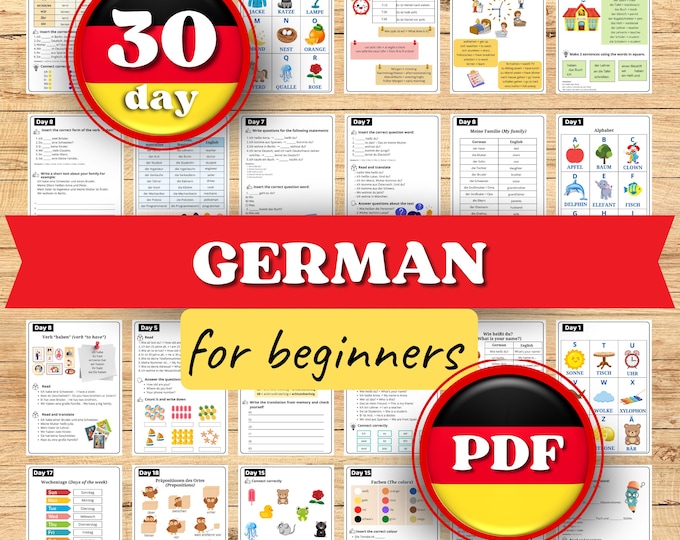 German Learning for Kids. Home Schooling Printable A1 Deutsch Learning ...