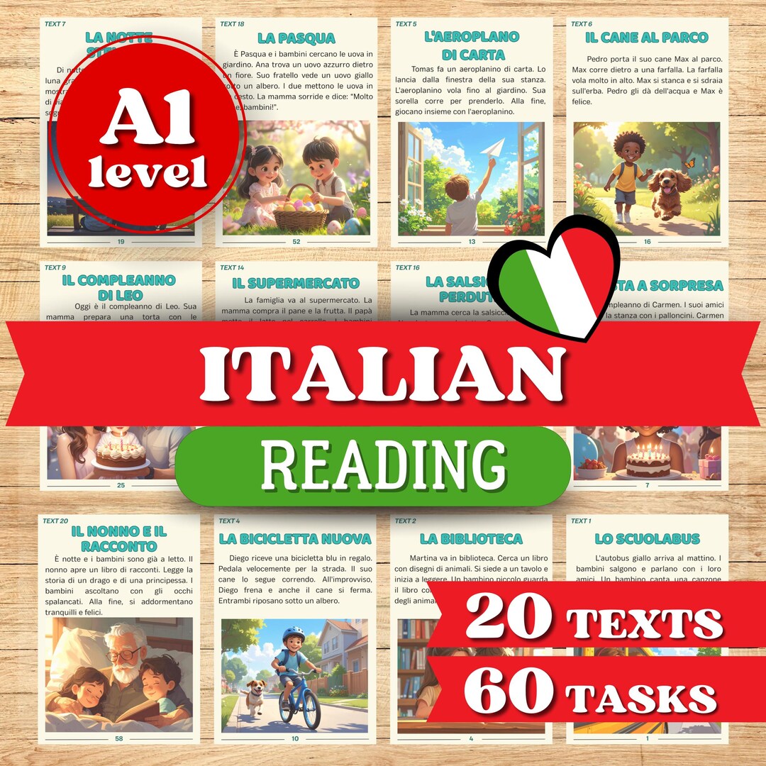 Italian Short Stories for Beginners A1 Reading Comprehension Worksheets ...