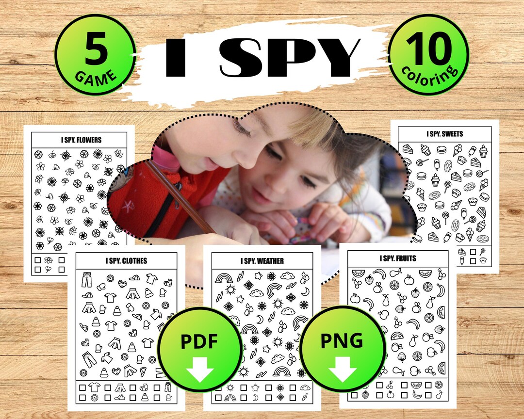 I Spy Puzzle and Toddler Coloring. Counting Activity for Kids Party ...