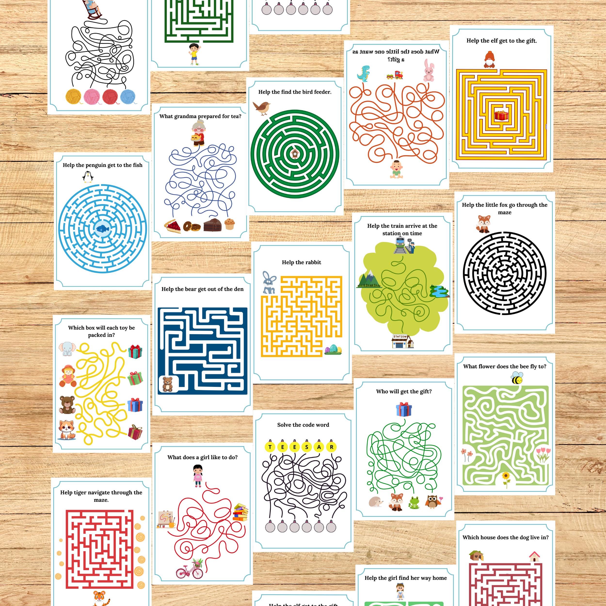Maze Worksheets for Kids, 40-page Printable Busy Book (digital Product ...