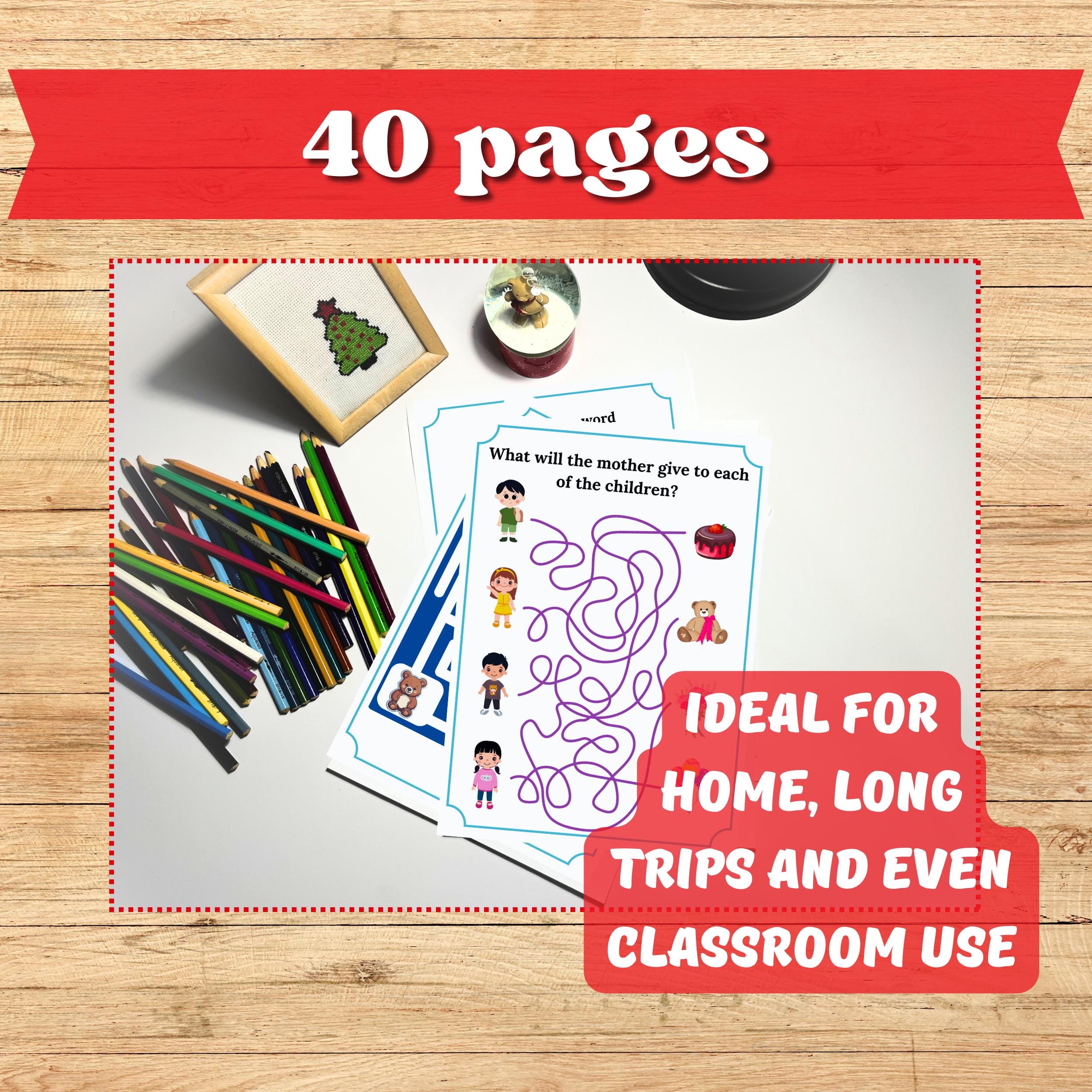 Maze Worksheets for Kids. 40 Maze Busy Book Printable. Labyrinth for ...