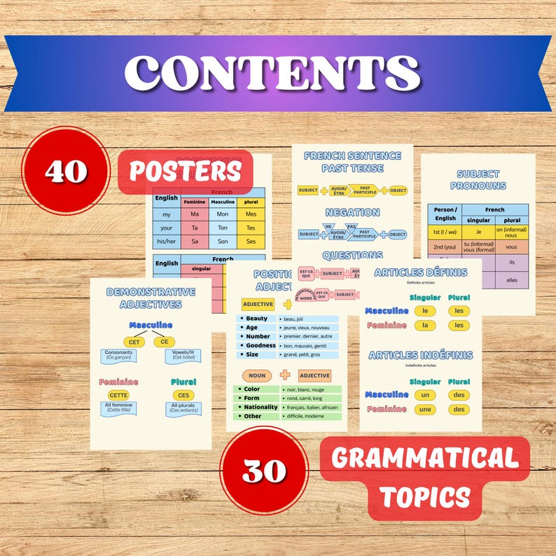 40 French Educational Digital Poster A1 (PDF). Printable Alphabet ...