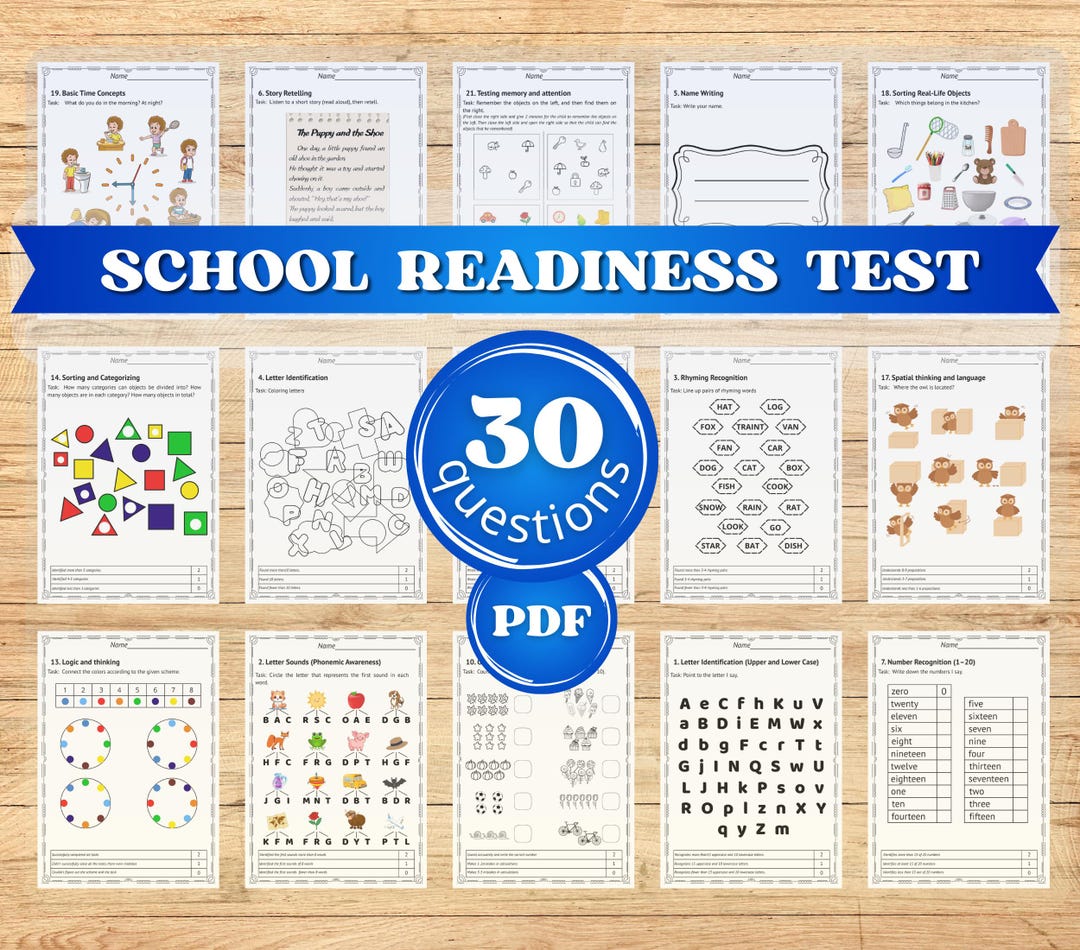 School Readiness Assessment Test. Kindergarten Evaluation. Digital ...