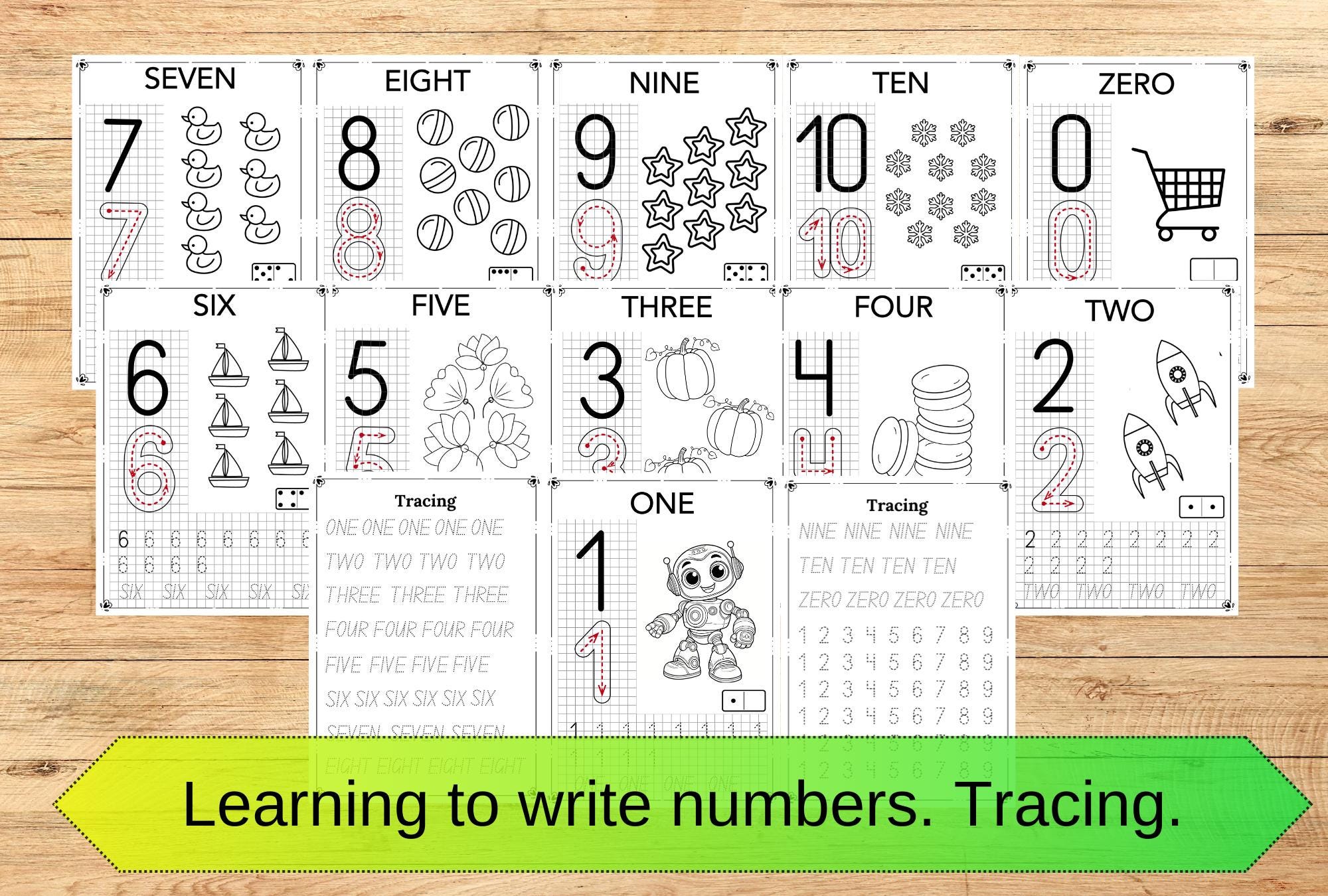 Math Worksheets for Kids. Trace Numbers. Preschool Counting Activities ...