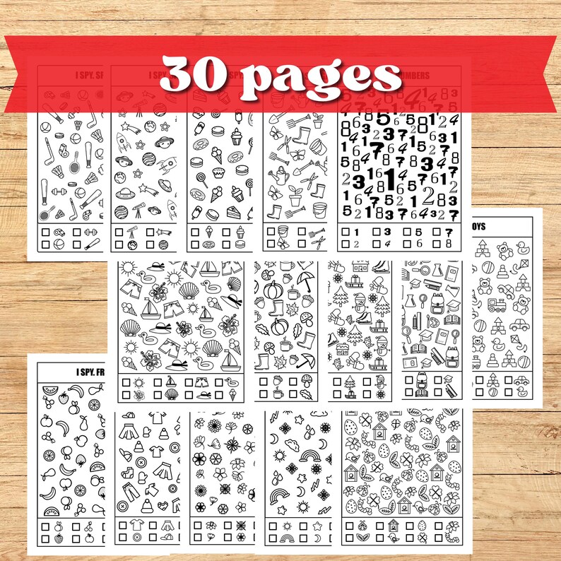 I Spy Activity – 30 Preschool Puzzle Pack, Find and Count (PDF) - Etsy