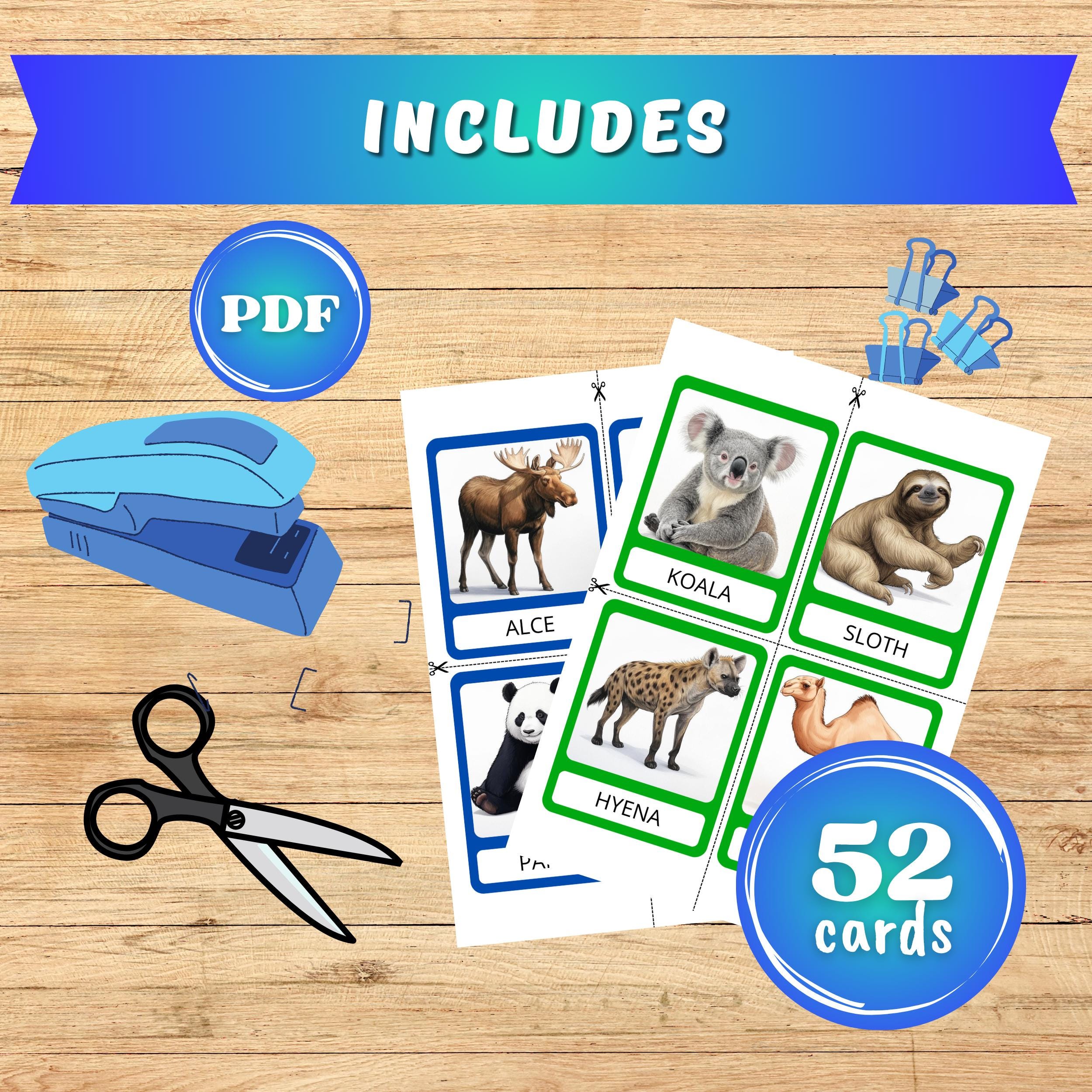 Flash Cards Spanish & English. Animals Montessori Cards. Printable ...