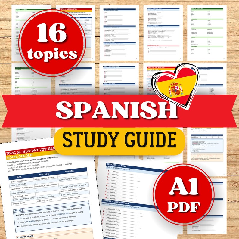 Spanish Learning Workbook Printable A1. Study Guide PDF With Answer Key ...