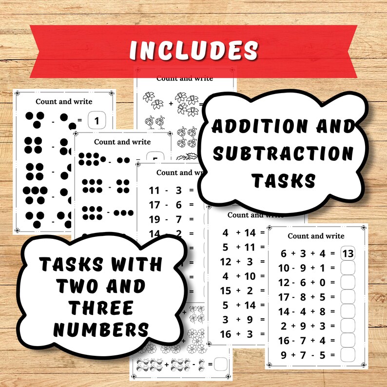 Kindergarten Math Worksheets. Addition and Subtraction Tasks Download ...