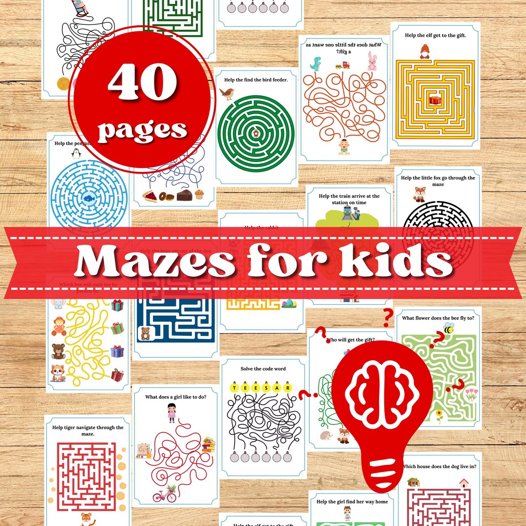 Maze Worksheets for Kids. 40 Maze Busy Book Printable. Labyrinth for ...