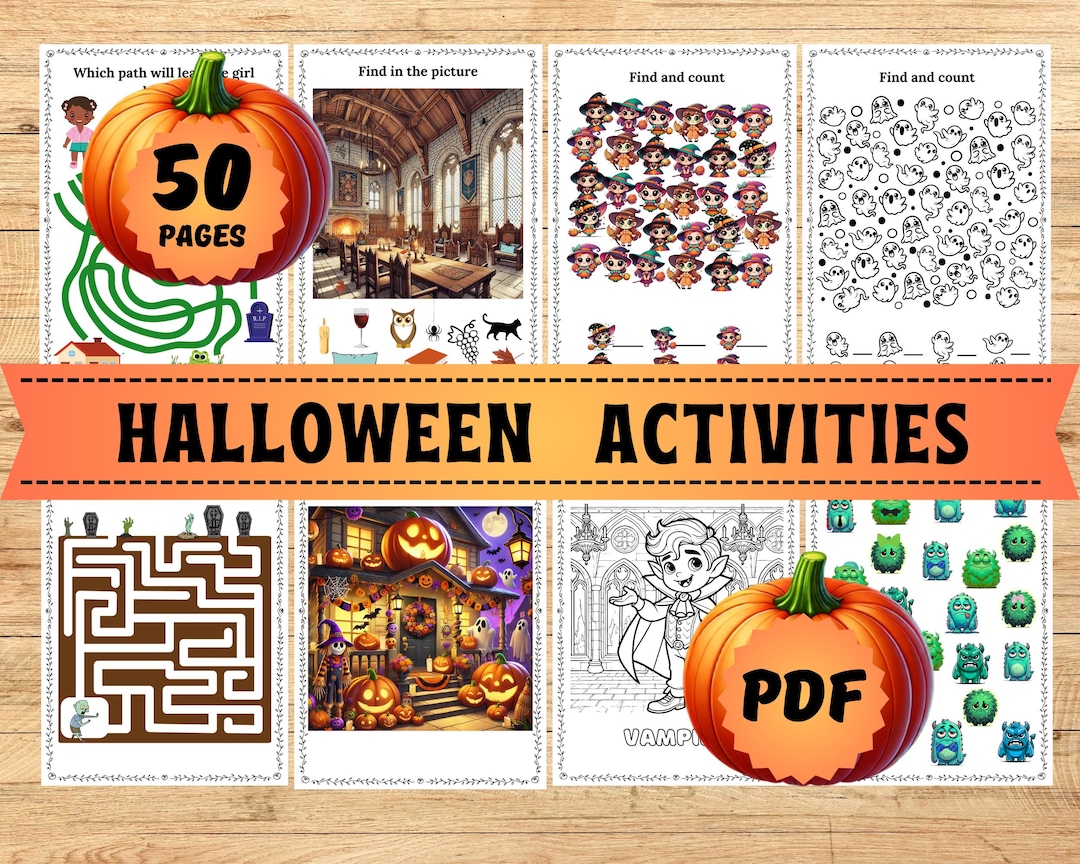 Halloween Coloring Pages, Mazes, and Creative Tasks. Sheets for Kids ...