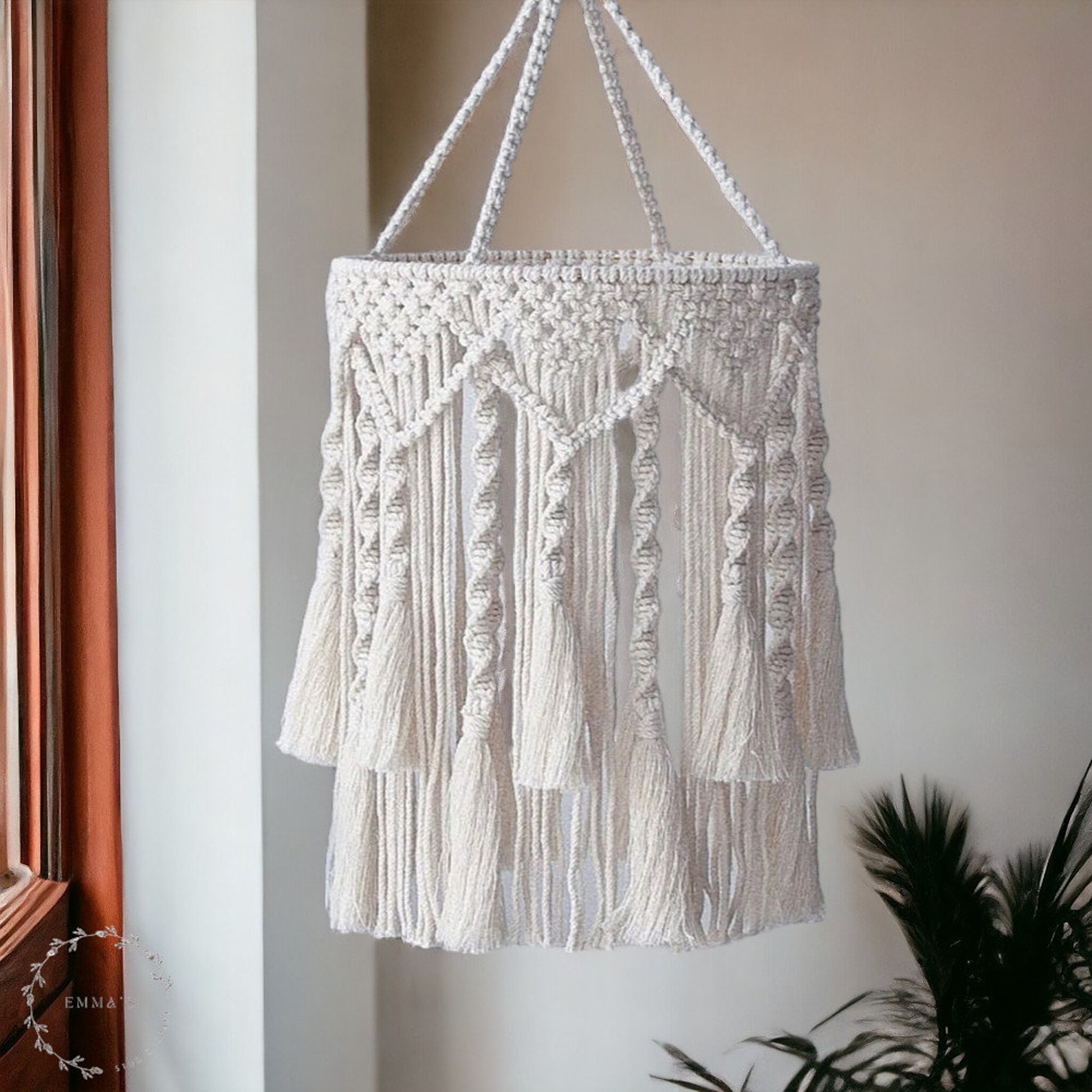 Macrame Lamp Shape, Macrame Decor, Light Lamp, Ceiling Hanging Decor ...