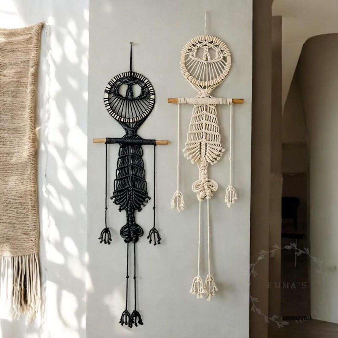 Skeleton Man Macrame Tapestry, Halloween Wall Hanging, Wall Decor ...