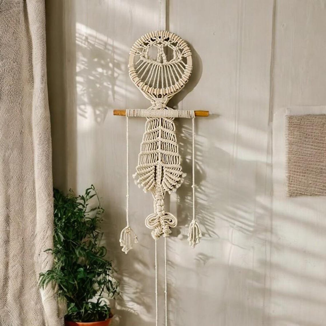 Skeleton Man Macrame Tapestry, Halloween Wall Hanging, Wall Decor ...