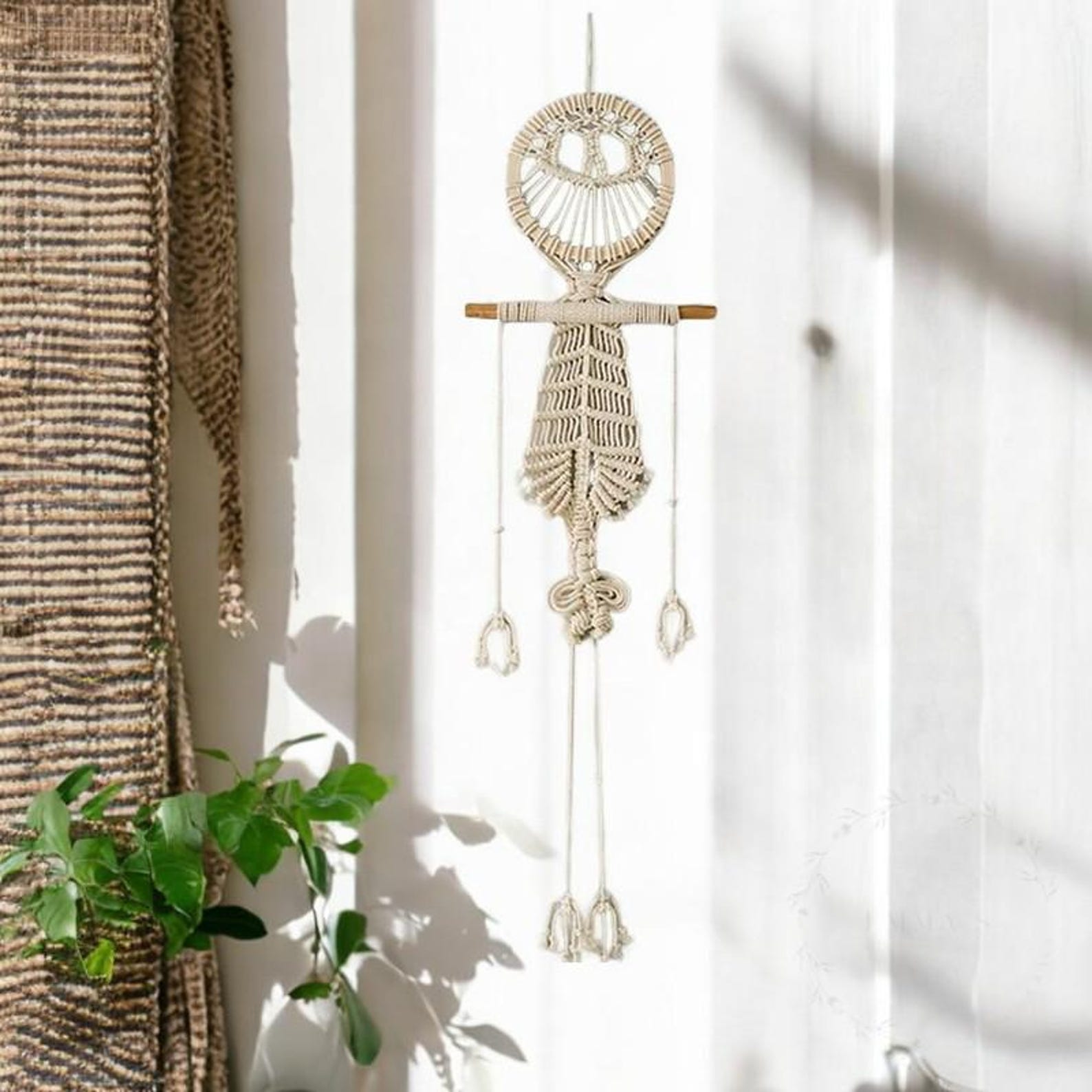 Skeleton Man Macrame Tapestry, Halloween Wall Hanging, Wall Decor ...