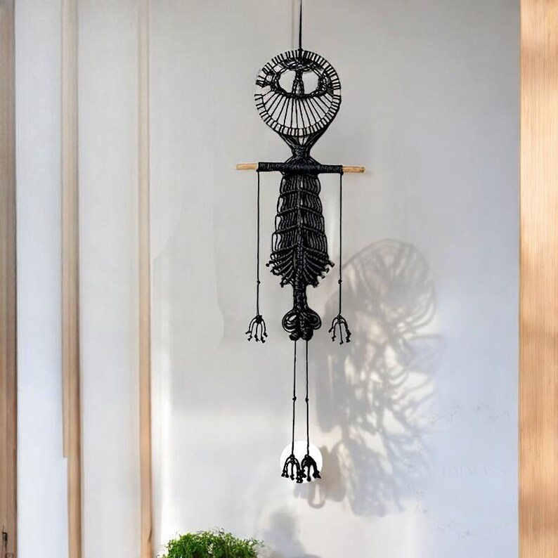 Skeleton Man Macrame Tapestry, Halloween Wall Hanging, Wall Decor ...