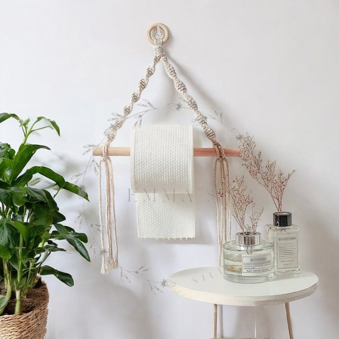 Macrame Toilet Roll Holder, Toilet Roll Fixture Holder, Handmade in UK ...
