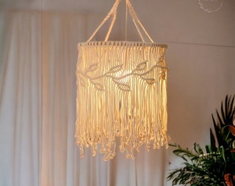 Macrame Lamp Shape, Macrame Decor, Light Lamp, Ceiling Hanging Decor ...