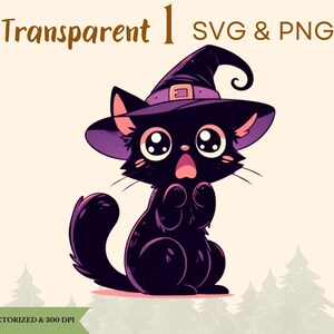 1 Black Cat Halloween Bundle SVG & PNG, Scared Black Cat, Halloween Cat ...