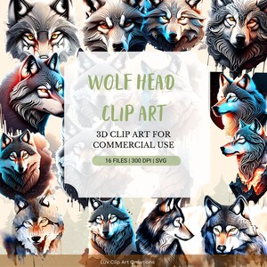 Wolf Clip Art, 3D Wolf SVG Bundle, Art Wolf Shirt Svg Wolf Files Lone ...