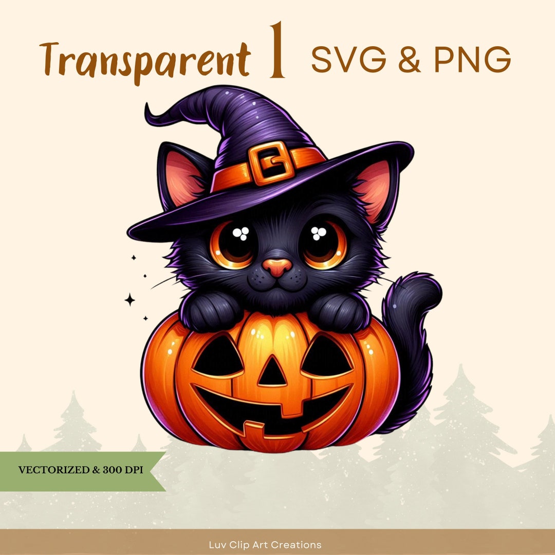 1 Black Cat Halloween Bundle SVG & PNG, Peeking Black Cat, Halloween ...
