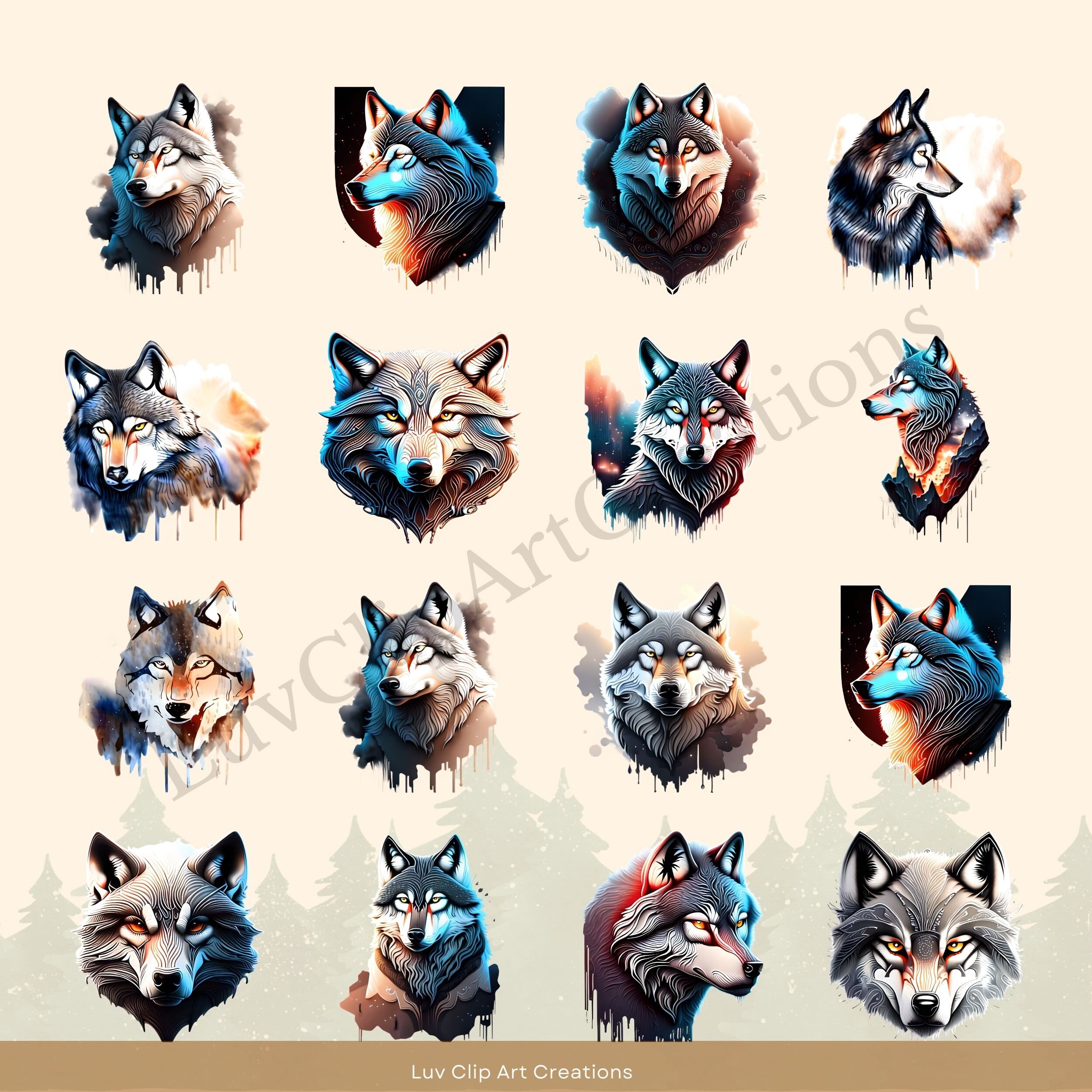 Wolf Clip Art, 3D Wolf SVG Bundle, Art Wolf Shirt Svg Wolf Files Lone ...