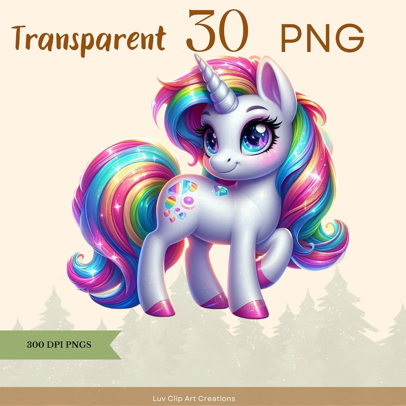 30 PNG Rainbow Unicorn Clip Art Bundle, Unicorn Tumbler Wrap, Baby ...