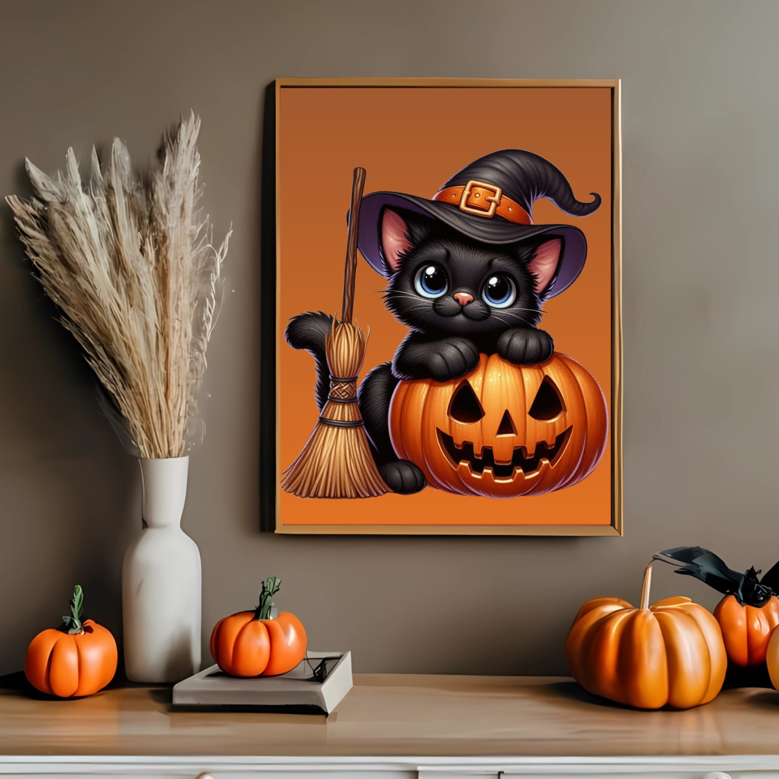 1 Black Cat Halloween Bundle SVG & PNG, Peeking Black Cat, Halloween ...