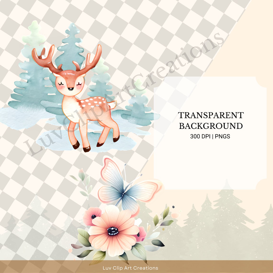 Woodland Animals Clip Art Bundle SVG&PNG, Boho Baby Clipart, Wolf Svg ...