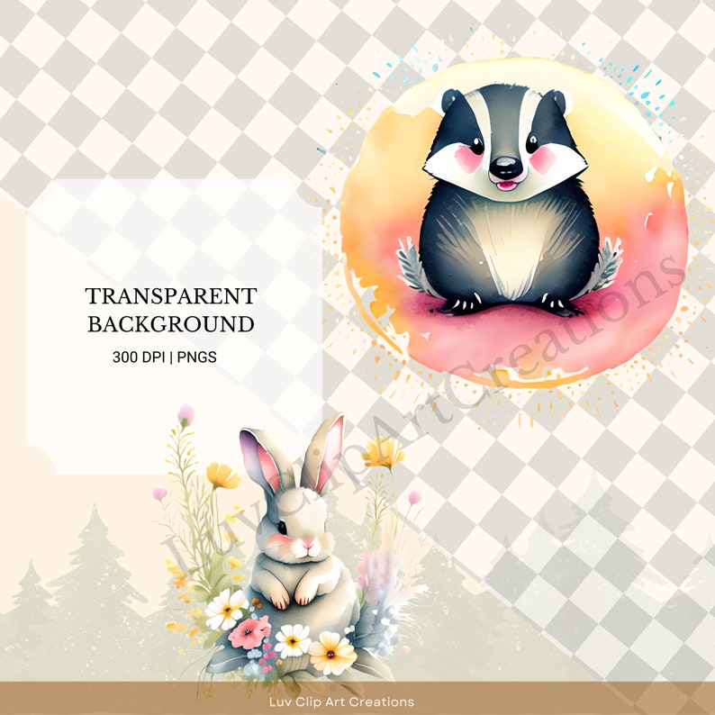 Woodland Animals Clip Art Bundle PNG, Boho Baby Clipart, Wolf Svg, Wolf ...